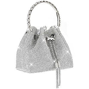 Yokawe Women's Crystals Evening Bag Bling Rhinestone Clutch Purses Silver Shoulder Bag Crossbody Bags Wedding Club Party Prom Handbags