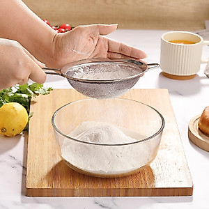 3PCS Fine Mesh Strainers Set, Little Cook Stainless Steel Colanders and Sifters with Sturdy Handle, Perfect for Sift, Strain, Drain and Rinse Vegetables, Pastas and Tea（Large + Medium + Small，3PCS)