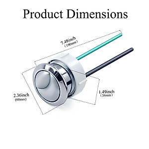 Lychee Light Dual Flushing Toilet Push Button Spare Parts,Top Toilet Button Replacement Compatible with Geberit & Kohler Part, Satin Chrome Toilet Parts with 1.5inch(38mm) Hole in the Toilet Tank Lid