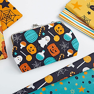 CEYOU Zyoug 8pcs 18 x 22 inches (45 x 55 cm) 100Percent Cotton Fabric, Precut Fat Quarter Fabric Bundles with Multi-Color and Different Pattern for Quilting Patchwork, DIY Craft (Halloween Pattern )