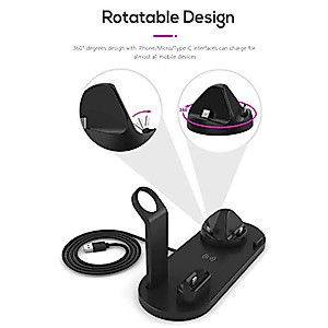 6 in 1 Wireless Charger Station 18W Fast Charger Phone Holder Smart Recognition Compatible for QI-Android-Phone 14,13,12,11(Pro/Max)/XR/XS/X/8 Watch 8/7/6/SE/5/4/3/2 Pods 3/2/pro (White)