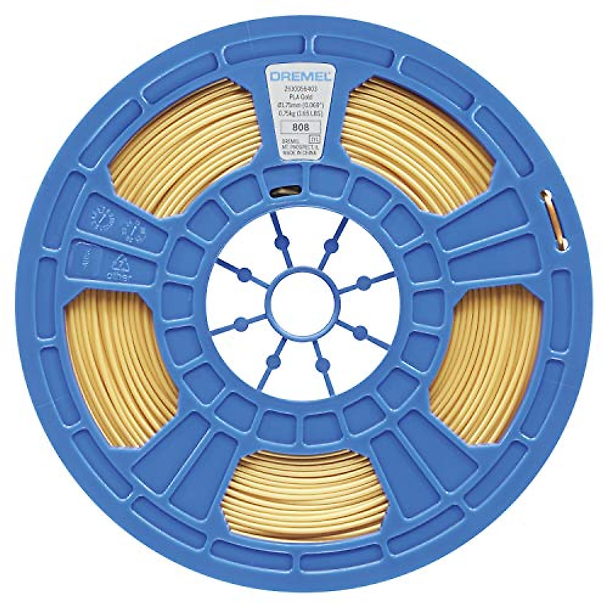 Dremel DigiLab PLA-GOL-01 3D Printer Filament, 1.75 mm Diameter, 0.75 kg Spool Weight, Color Gold, RFID Enabled, New Formula and 50 Percent More per Spool