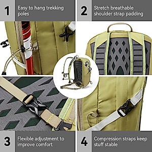 KAILAS Hiking Backpack 22L Daypack Lightweight Day Pack Camping Bag for Men Women Outdoor Small Travel Dark Green