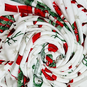 Serafina Home Christmas Holiday Throw Blanket: Velvelty Soft, Durable Fleece Accent for Bed or Couch (Nutcracker and Reindeer, 50 x 60 inches)