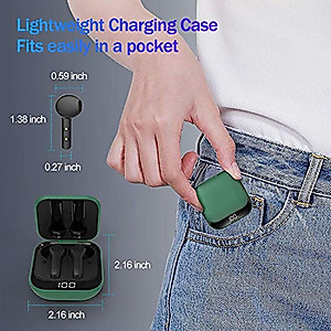 Smart-life TWS BT 5.0 Headphones with Charging Case, Touch Control Waterproof Sports Earphone with Mic Stereo Bluetooth Headset Type-C Charging 24H Playback for Home,Office (Green)