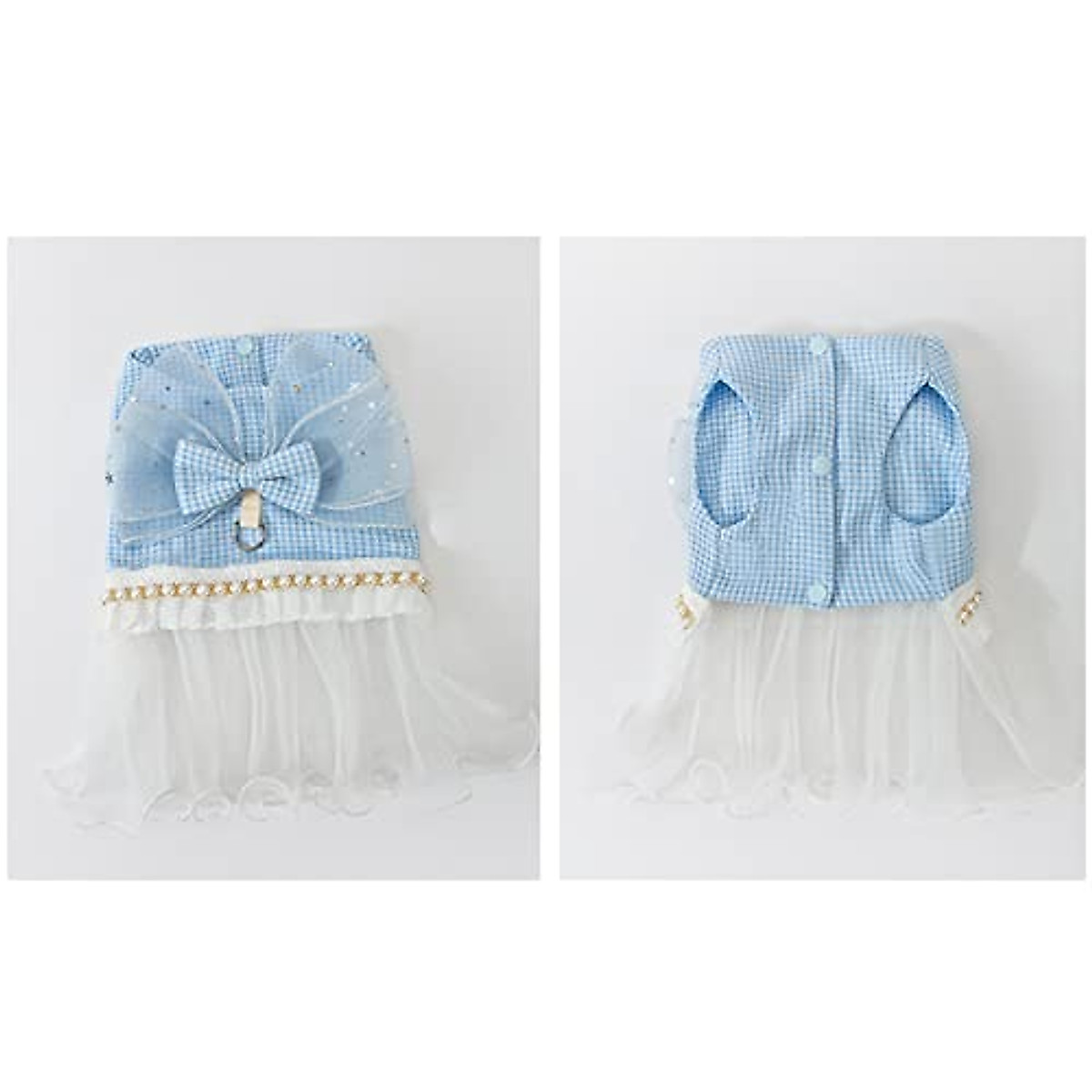 Cat Dress Harness with D Ring Summer Princess Style Seersucker Mesh Skirt Bow Dress for Small Medium Dogs Cats Girl Chihuahua Yorkie Teddy Pet Clothes (X-Large)