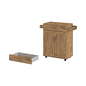 Panana Rolling Kitchen Island, Kitchen Trolley Cart with Spice Rack, Large Drawer, Towel Rack, Storage Pantry Cabinet, Kitchen Cart on Roller Wheels, Dining Room Furniture, Walnut