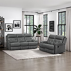 Lexicon Inkwood Wall-Hugger Manual Double Reclining Loveseat, Dark Gray