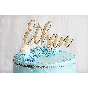 Name Birthday Cake Topper | Custom Cake Topper Personalized | Gold, Silver, Rose Gold, & Wood Cake Topper
