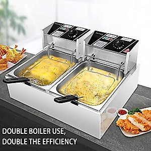 Swinod Commercial Deep Fryer with Basket, 12 Liter Adjustable Temperature Fryer 3400W