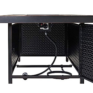 Fire Sense 62750 Weyland Hammered Aluminum Convertible Gas Fire Pit Table 55000 BTU Multifunctional Outdoor Firepit with Fire Bowl Lid, Nylon Cover & Clear Fire Glass Bronze Finish - Rectangular 48"