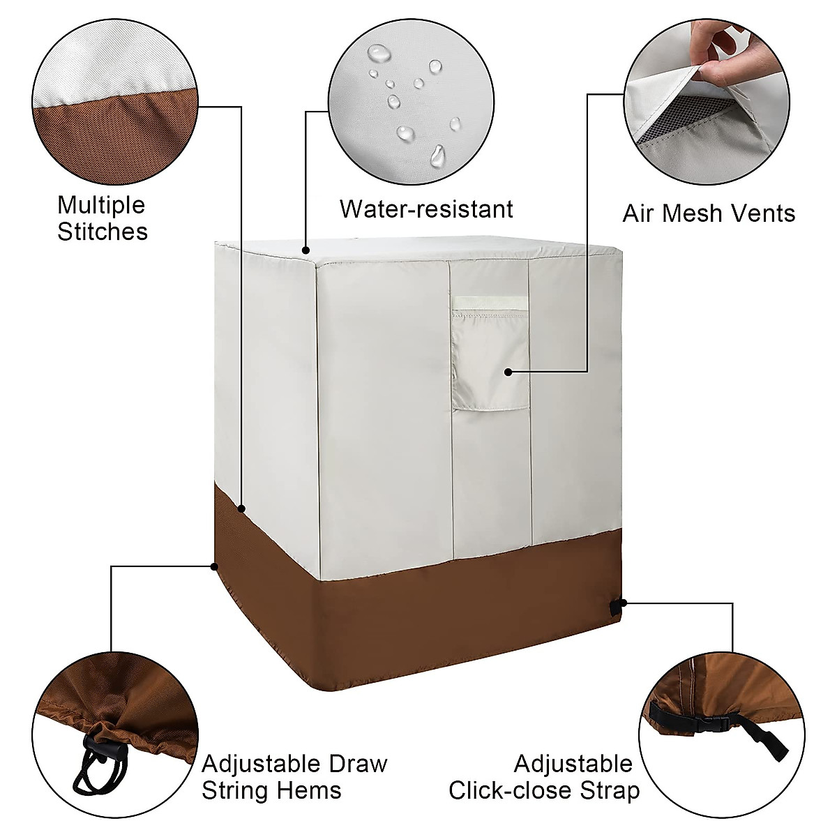 Bekith Air Conditioner Cover for Outside Units, Durable AC Cover for Outdoor Central Unit Square Fits up to 30 x 30 x 36 Inches