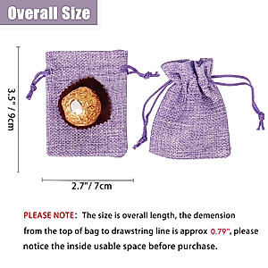 Bezall 20pcs Burlap Bags with Drawstring 2.7 x 3.5 inch, Linen Gift Bags Jewelry Pouches Sachets for Wedding Party Favor, DIY Crafts Projects, Presents (Light Purple)