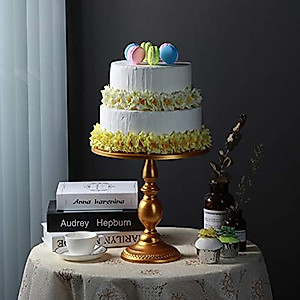 Hotity 12 Inch Cake Stand Round Cupcake Stands Metal Dessert Display Cake Stands, Gold