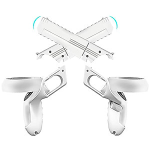 Eyglo Game Stock Cover Grip Attachment Accessories Compatible with Meta Quest 2 Touch Controllers,Enhance Arizona Sunshine Robo Recall Pavlov Onward VR FPS Gaming Experience (White)