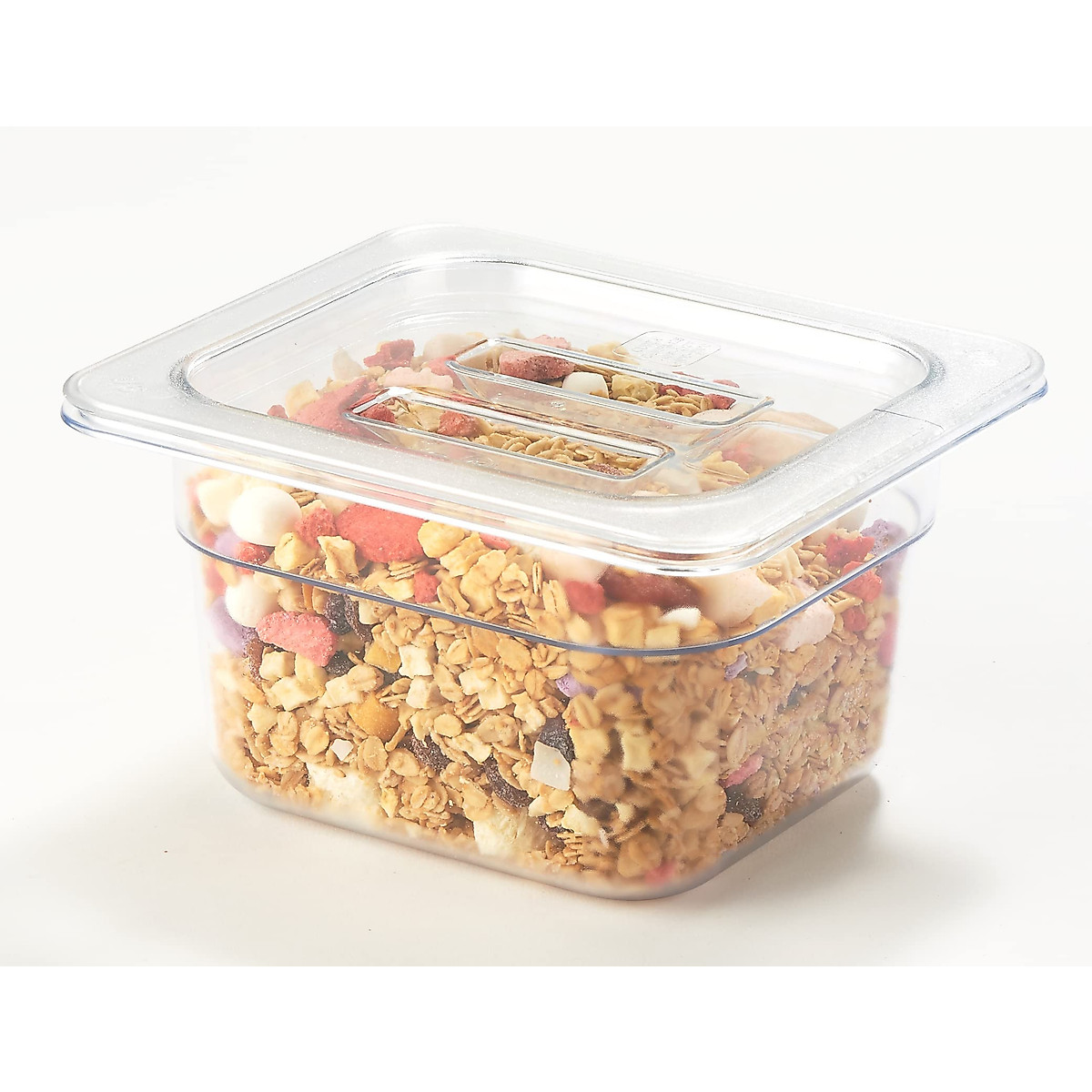 CURTA 6 Pack Food Pan Lids, 1/6 Size Polycarbonate Cover with Handle, Plastic Clear