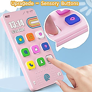 Scuwtocn Silicone Phone Teether for Baby Teething Toys for Baby 6-12 Months, Teething Toys for Babies 0-6 Months - Toddler Pretend Play Phone Chew Baby Toys - Pink