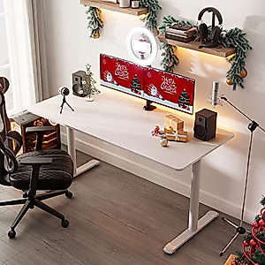 EUREKA ERGONOMIC White Gaming Desk, 60 Inch Large Home Office Computer Desk with Free Mouse Pad, I Shaped PC Gamer Students Teens Study Writing Table Laptop Sturdy Modern Workstation, Easy To Assemble