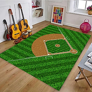 Osimiccp Baseball Rug for Boys Bedroom 3'x5' Non Slip Sports Rug,Boys Rugs for Bedroom Living Room Baseball Room Decor