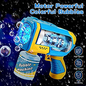 EagleStone 2 Bubble Guns for Toddlers, Automatic Bubble Machine for Kids, Bubble Blower w/ 4 Bottles Bubble Solution Refill & LED Lights, Bubbles Party Favors for Summer Outdoor Toy Birthday Gifts