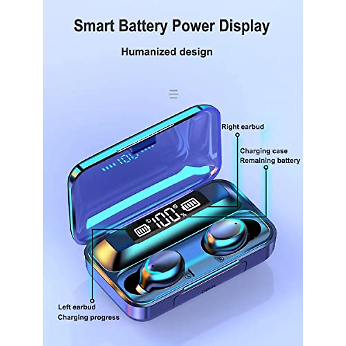 True Wireless Earbuds Bluetooth 5.0 Headphones Touch Control with Wireless Charging Case IPX7 Waterproof Stereo Earphones in-Ear Built-in Mic Headset Premium Deep Bass Black