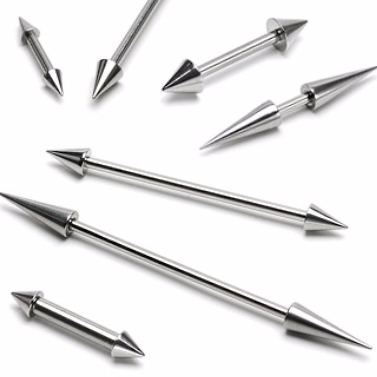 Covet Jewely 316L Surgical Steel Barbell with Spike On Both Sides (14GA, Length: 10mm, Ball: (4x4) mm)