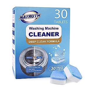 NATRUTH Washing Machine Cleaner Descaler 30 Pack Deep Cleaning Washer Cleaner Tablets For HE Front Loader & Top Load Washer