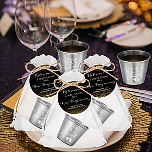 Havawish 25 Sets Retirement Party Favors for Guests Cheers to Retirement Short Glasses Stainless Steel Shot Glasses with Thank You Tags Organza Bags Retirement Souvenirs Party Decorations