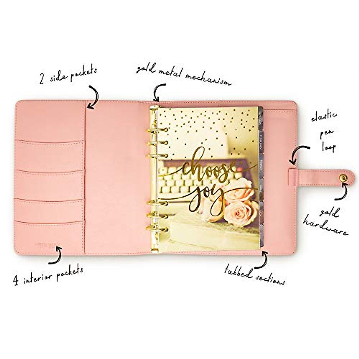 Pukka Pad, Carpe Diem, Work, Goal, Planner with Weekly, Monthly, Undated Inserts, A5 8 X 9.5 X 1.6 Inches, Blush