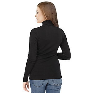 NY Threads Women's Turtleneck Long Sleeve Shirt Slim Fit Thermal Base Layer Tops 1 Pack, X-Large, Black