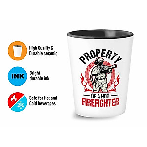 Bubble Hugs Firefighter Shot Glass 1.5oz - Property Of A Hot - Emergency Unit Firefighting Fire Academy Inspectors Profession Firetruck Sirens