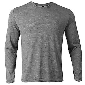 Merino Protect 100% Merino Wool Base Layer Mens Long Sleeve T-Shirt Thermal Underwear Odor Resistance for Hiking Hunting Gray