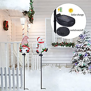 Yinns Solar Christmas Decorations, 2 Pack Chtistmas Garden Stakes Snowman Gnomes Solar Light Outdoor Christmas Decorations for Garden Yard Lawn Pathway
