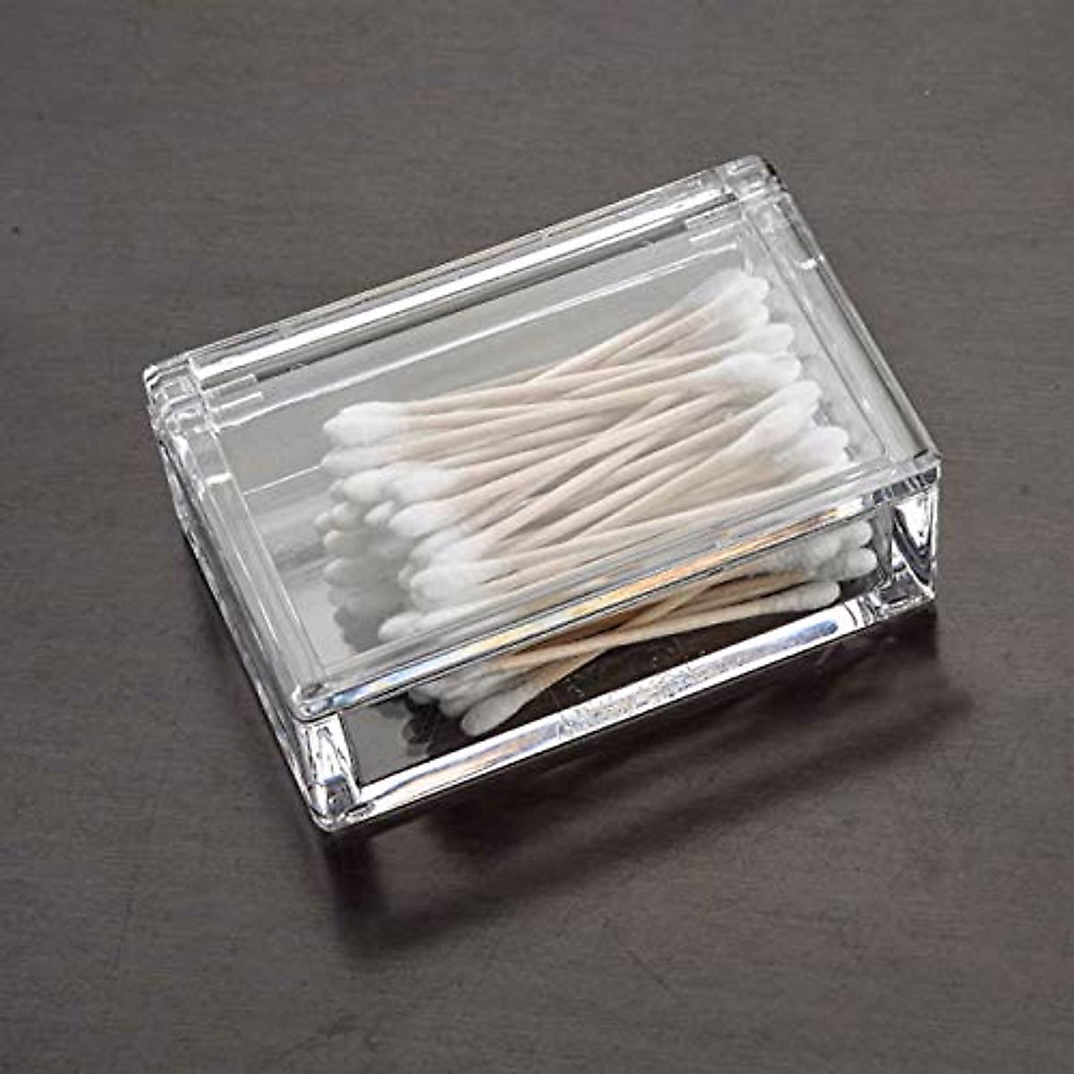 Sizikato Clear Acrylic Q-Tip Holder Bathroom Cotton Swab Dispenser.