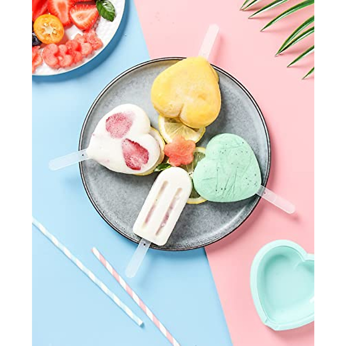Silicone Popsicle Molds 4 Pieces Ice Pop Molds for Toddlers Reusable Dishwasher Safe Multicolour