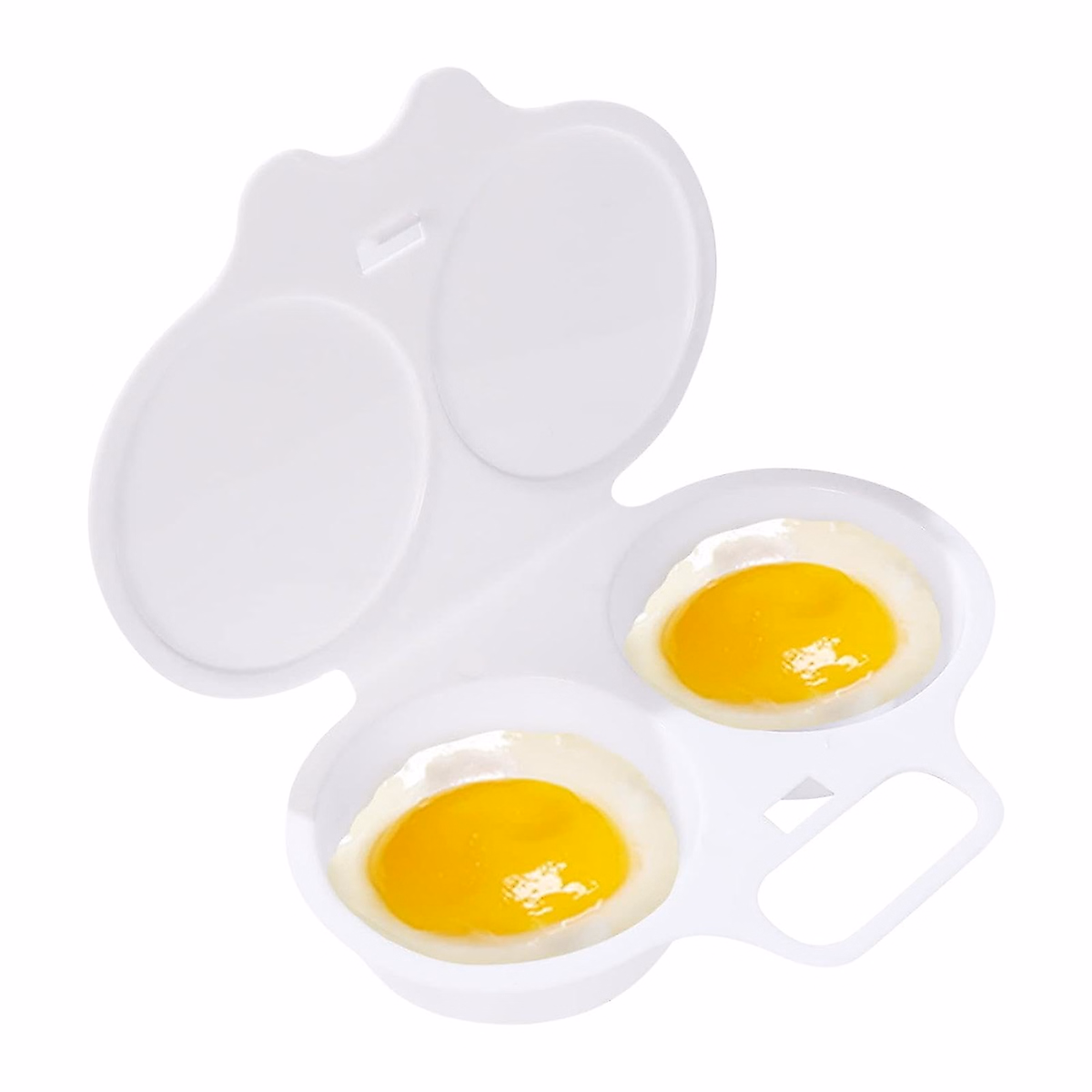 Microwave Egg Poacher - Dishwasher Safe Fast Egg Poacher, Double Drain Poached Egg Cups | Easy to Use Microwave Cavity Egg Cooker, Egg Poacher Microwave Egg Cooker for Kitchen, Cooking Gadgets, White