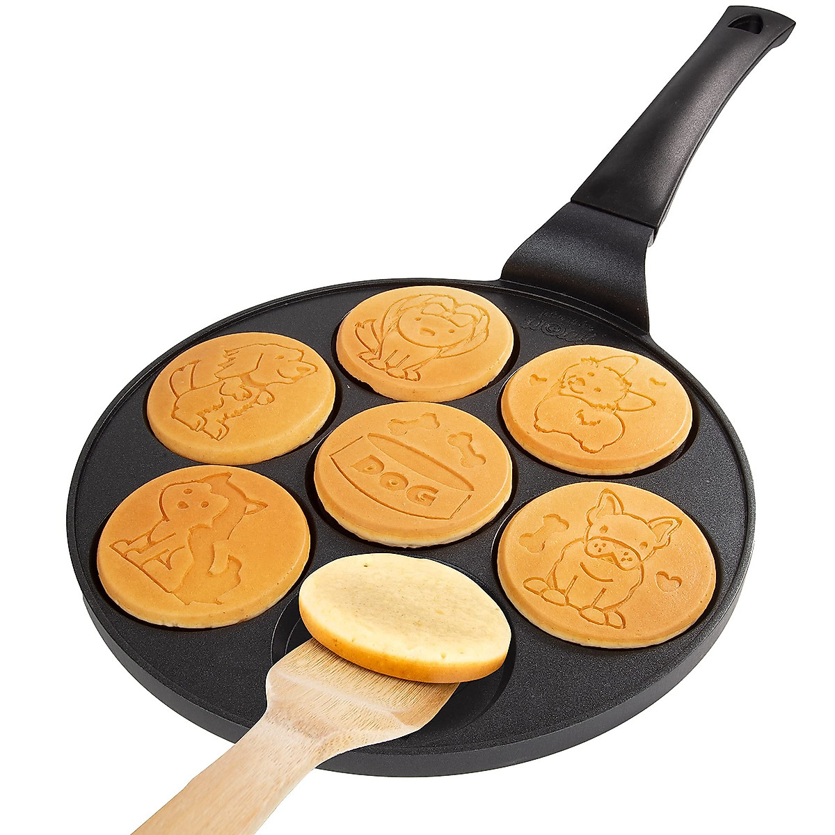Puppy Friends Mini Pancake Pan - Make 7 Unique Flapjacks - Nonstick Griddle for Breakfast Pup Animal Fun & Easy Cleanup - Fun Dog Related Gift for Kids & Adults, Boys or Girls