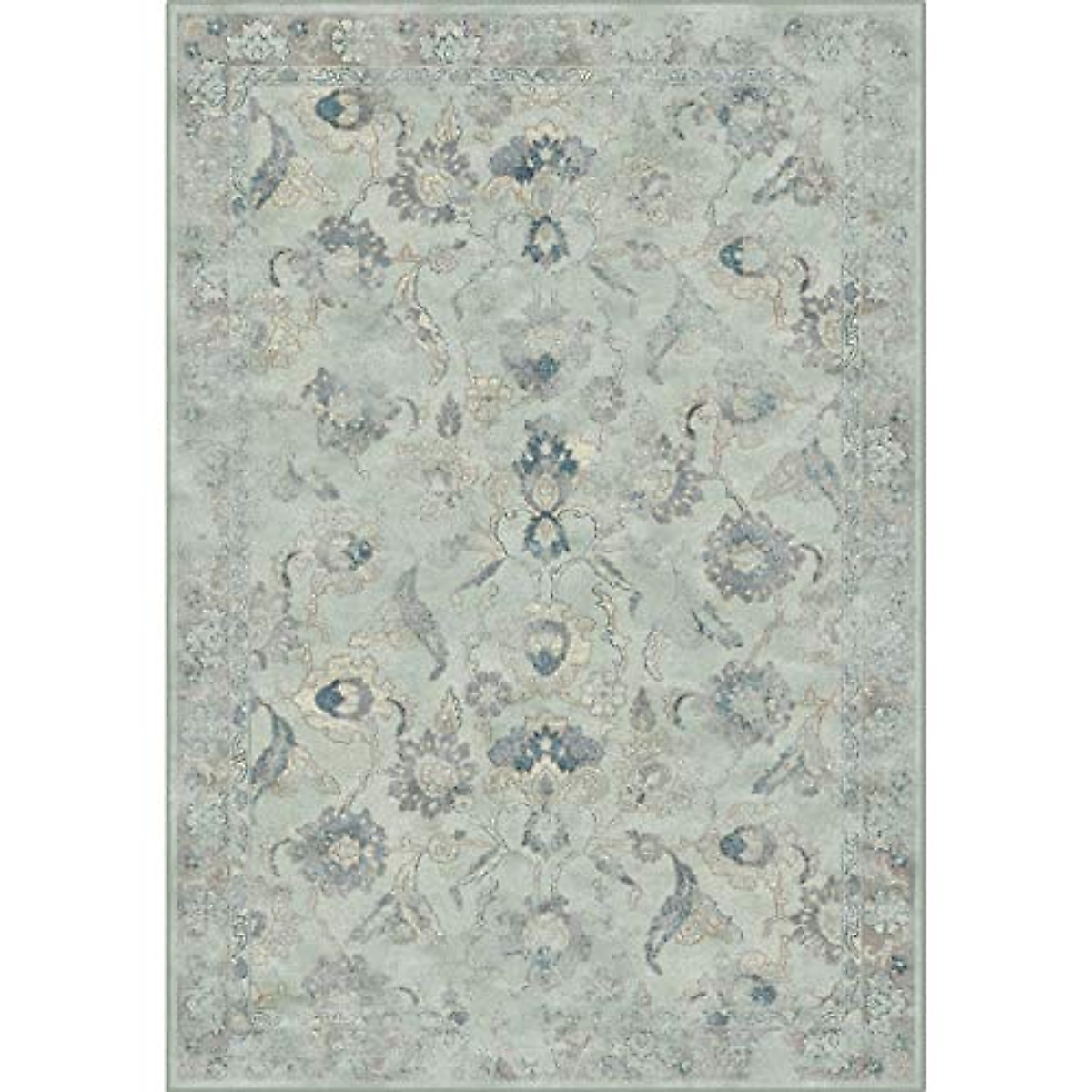 SAFAVIEH Vintage Collection Accent Rug - 4' x 5'7", Light Blue, Oriental Distressed Viscose Design, Ideal for High Traffic Areas in Entryway, Living Room, Bedroom (VTG115-7661)