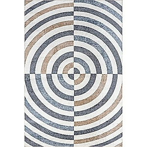 nuLOOM Modern Swirls Machine Washable Area Rug, 4x6, Blue