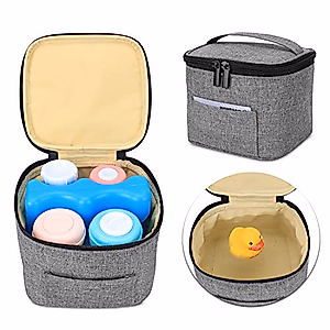 LUXJA Breastmilk Cooler Bag (Hold Four 5 Ounce Breastmilk Bottles), Leakproof Breast Milk Cooler for 4 or 5 Ounce Bottles (Bag Only), Gray