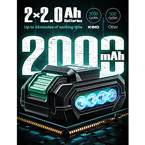 KIMO Hammer Drill - 20V 2X Battery Hammer Drill Cordless Drill Set, 350 In-lb Torque, 3/8" Keyless Chuck, 1350 RPM, 21+3 Position,14pcs Drill/Driver Bits, Power Drill Drivers for Concrete Brick Wall