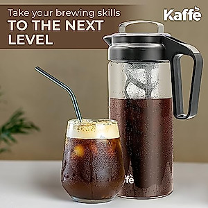 Kaffe Cold Brew Coffee Maker, 1.3L Iced Coffee Pitcher, Cold Brew Coffee and Tea Brewer, Easy to Clean Mesh filter, Double Wall Tritan Glass (1.3L)