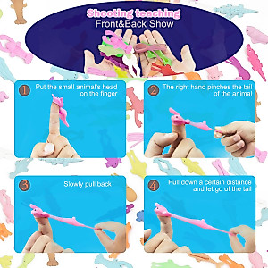 MIMIDOU 30 Pcs Finger Slingshot Animal Toy, Funny Stretchable Flick Rubber Animals, a Variety Simulation Animals Great for Various Festivals and Parties.