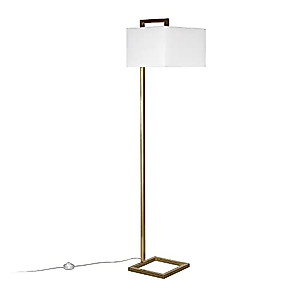 Grayson 68" Tall Floor Lamp with Fabric Shade in Brass/White