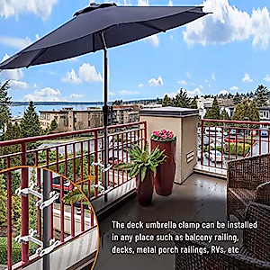 Vinazone Patio Umbrella Holder, Heavy Duty Deck Umbrella Mount, Umbrella Holder for Deck Railing, Deck Mount Umbrella Holder, Umbrella Deck Mount, Umbrella Clamp for Fence, Railing, Deck- 2Pack -White