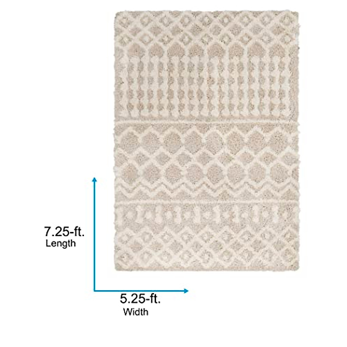 Livabliss Hapsburg Moroccan Shag Area Rug, 5'3" x 7'3", Beige