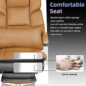 SeekFancy Reclining Office Chair with Footrest O203, Big and Tall Office Chair 500lbs Wide Seat with 170° Backrest, High Back Large Executive Office Chair Lumbar Support，Brown Leather Managerial Chair
