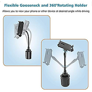 Fast Track USA 360 Car Cup Phone and Tablet Mount Holder 2-in-1 Tablet and Smart Phone Flexible Gooseneck Stand Fits Any Tablet or Smartphone with a Screen Width Between 4 in and 10.5 in