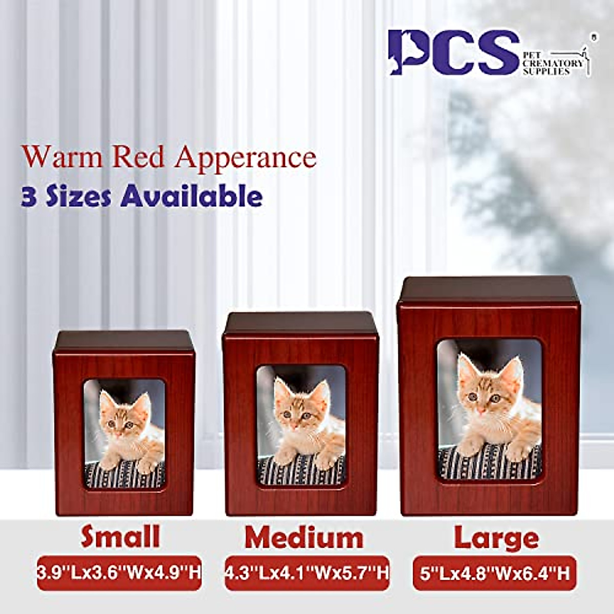 PCS Pet Urns for Cats, Cat Photo Urn, Pet Cremation Box, Cat Urn for Ashes, Urns for Cat Ashes Red-Small