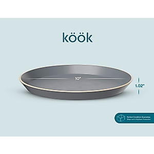 KooK Dinnerware Sets, Semi-Matte Stoneware, Dinner Plates, Salad Plates (Slate Grey, 10 Inch)